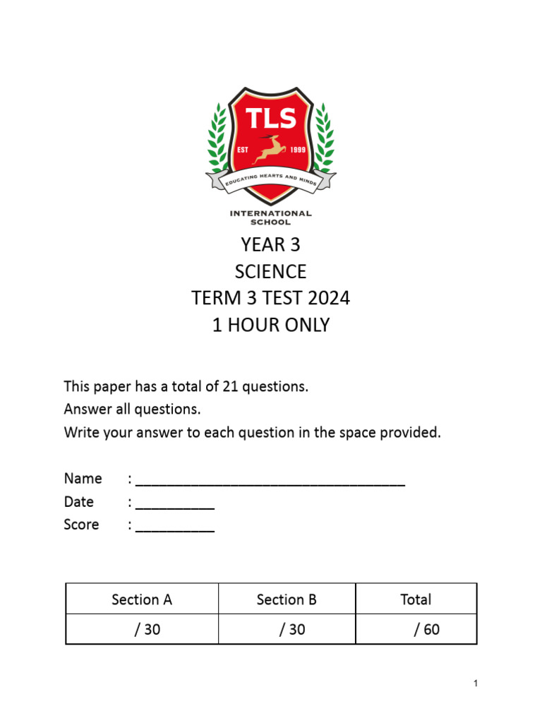 Front Cover Year 3 Science Term 3 2024 | PDF | Art | Science & Mathematics
