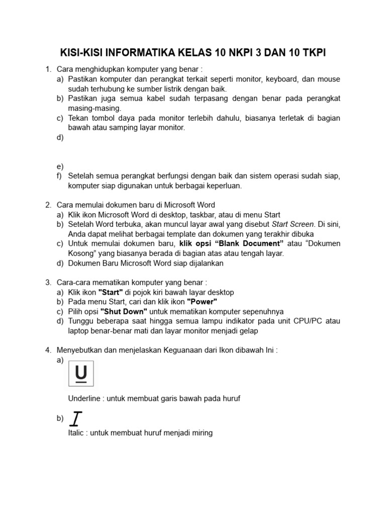 Kisi-Kisi Serta Ringkasan Materi Informatika Kelas 10 Nkpi 3 Dan 10 ...