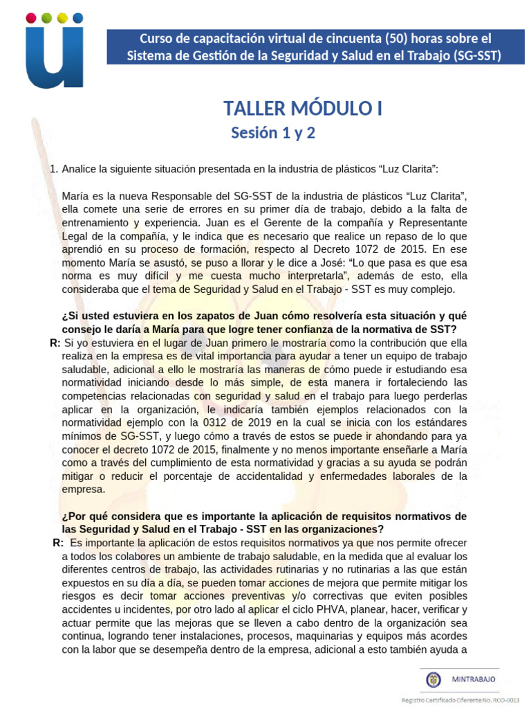 TALLER 1 - Módulo I Sesión 1 y 2 | PDF | Valores