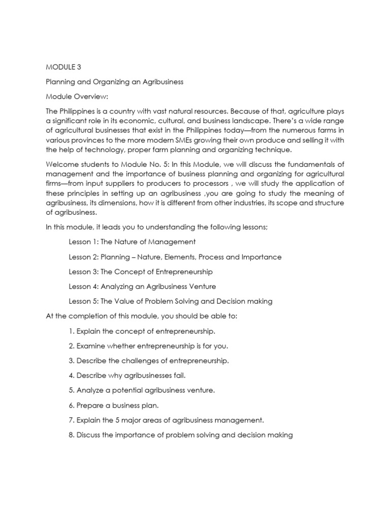 Module 3 Lesson 1 Midterm | PDF | Agribusiness | Cognition