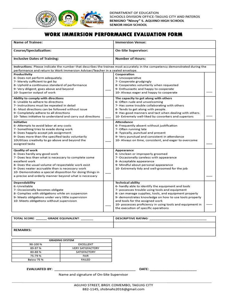 Wip Evaluation Form Proposed V2 Pdf 