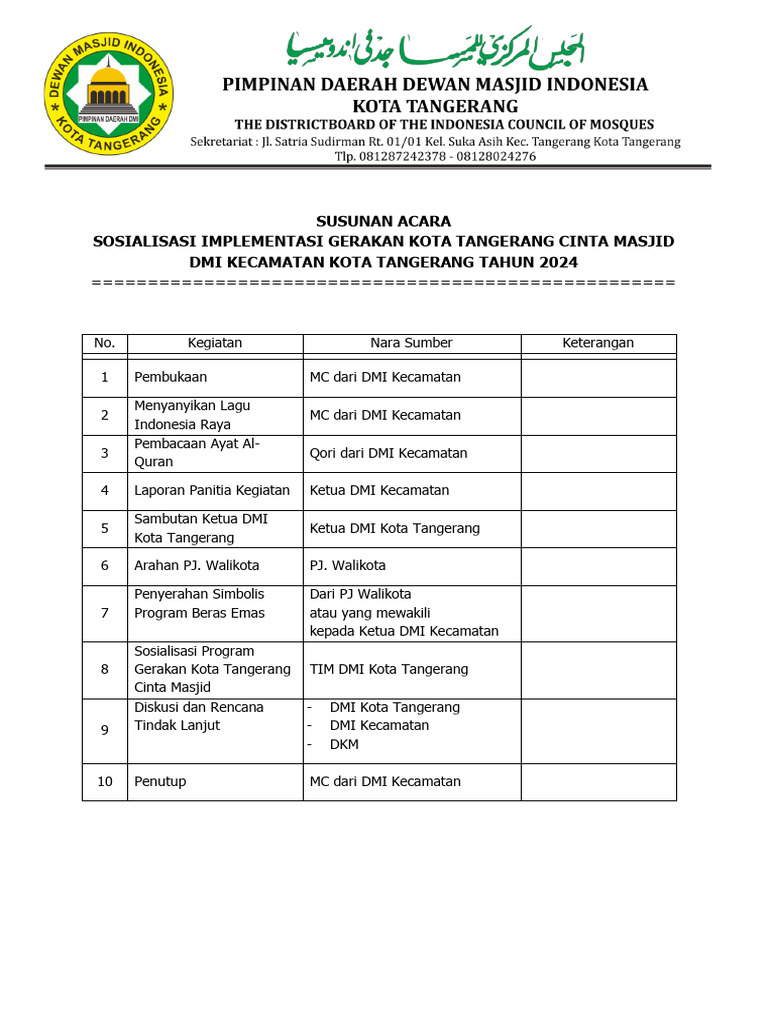 SUSUNAN ACARA GKTCM KEC 2024 Rev1 | PDF