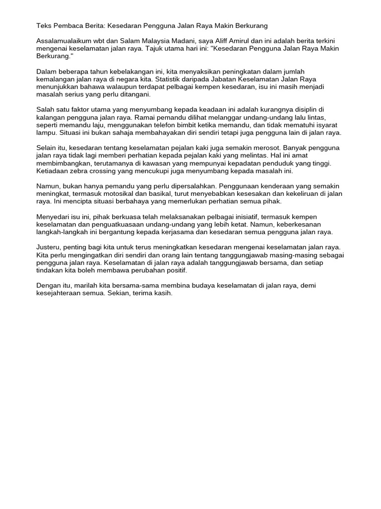 Teks Pembaca Berita | PDF