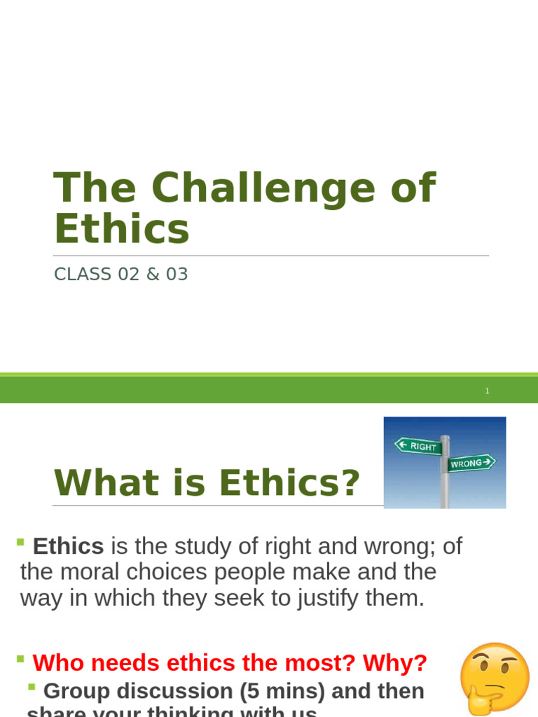 Lecture 02 - Introduction The Challenge of Ethics | PDF ...