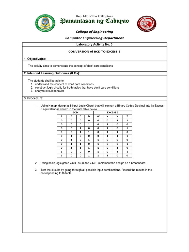CPP107 - Lab Activity 3 (20241014182748) | PDF | Binary Coded Decimal | Logic Gate