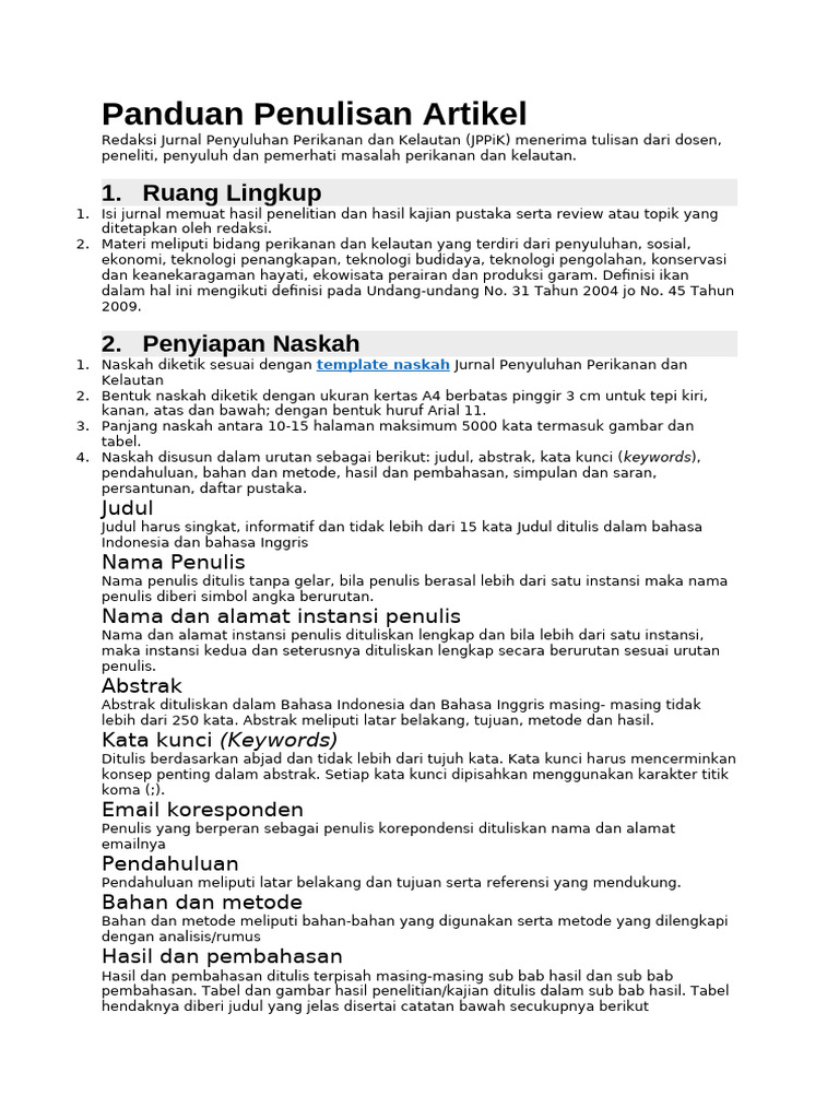 Panduan Penulisan Artikel | PDF