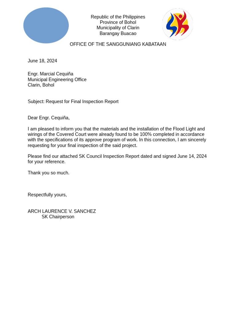 Letter for Inspection | PDF