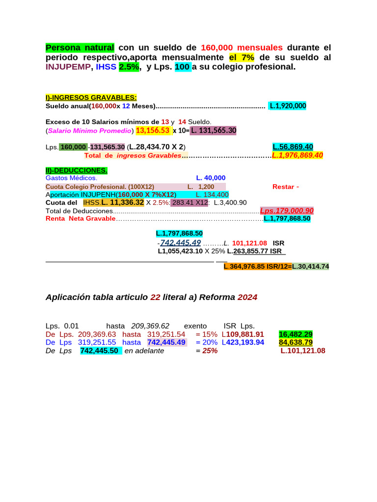 ISR Formula | PDF | Impuesto sobre la renta | Salario mínimo