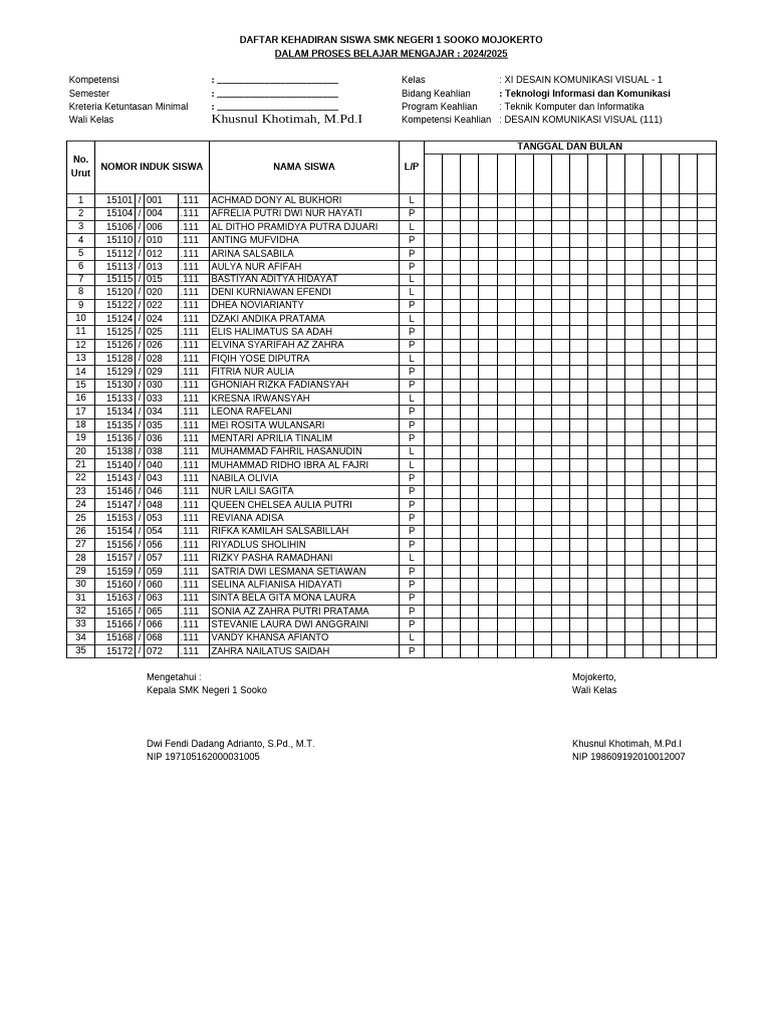 Siswa Tapel 2024-2025 Juli - Kelas Xi | PDF
