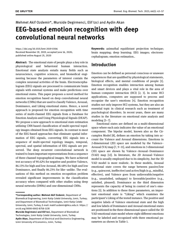 Eeg Based Emotion Recognition With Deep Pdf Deep Learning Applied Mathematics