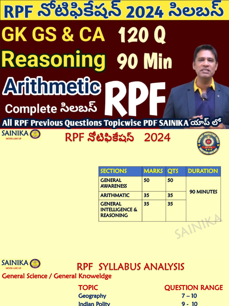 RPF SYLLABUS 2024 కంప్లీట్ DETAILS | PDF