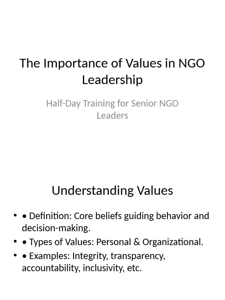 Values_in_NGO_Leadership_Training | PDF | Leadership | Evaluation