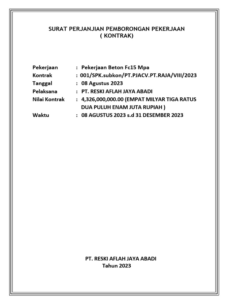 Subkon Beton FC 15 Mpa | PDF | Hukum