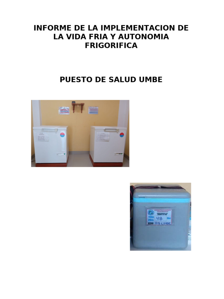 Informe de Vida Fria y Autonomia Frigrifica | PDF | Termodinámica ...