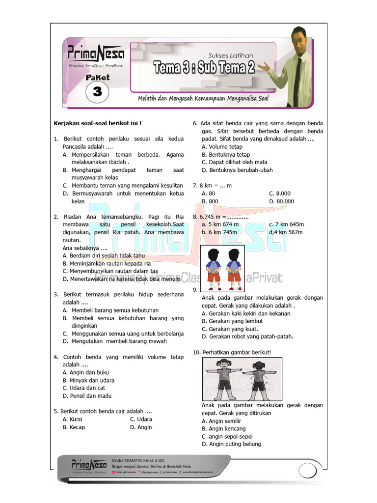 TEMA 3 SUB TEMA 2 PAKET 3 KELAS 3 SD | PDF