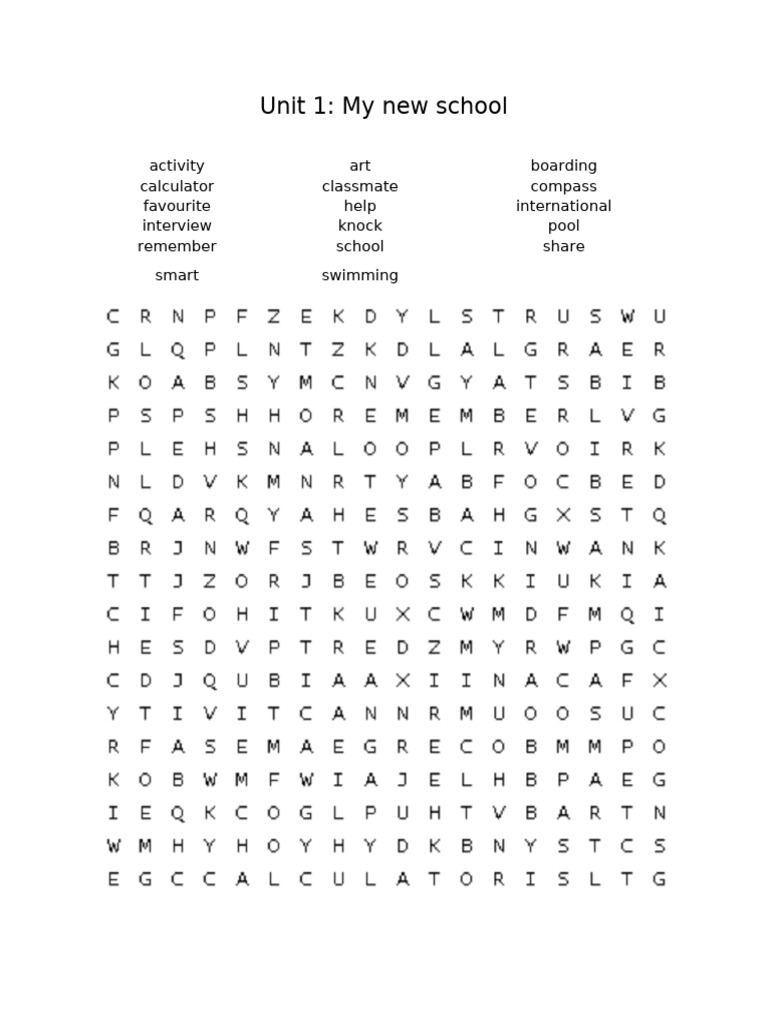 My New School Vocabulary List | PDF | Games & Activities | Home & Garden