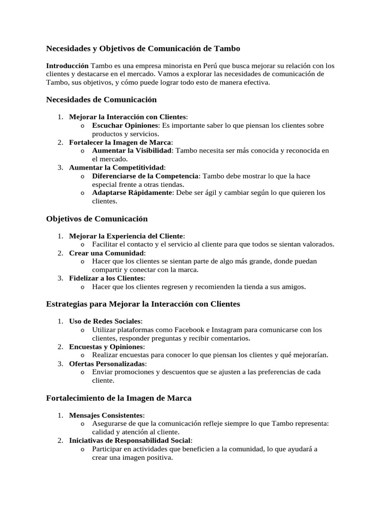 Estrategias de Comunicación para Tambo | PDF | Marca | Servicio al Cliente