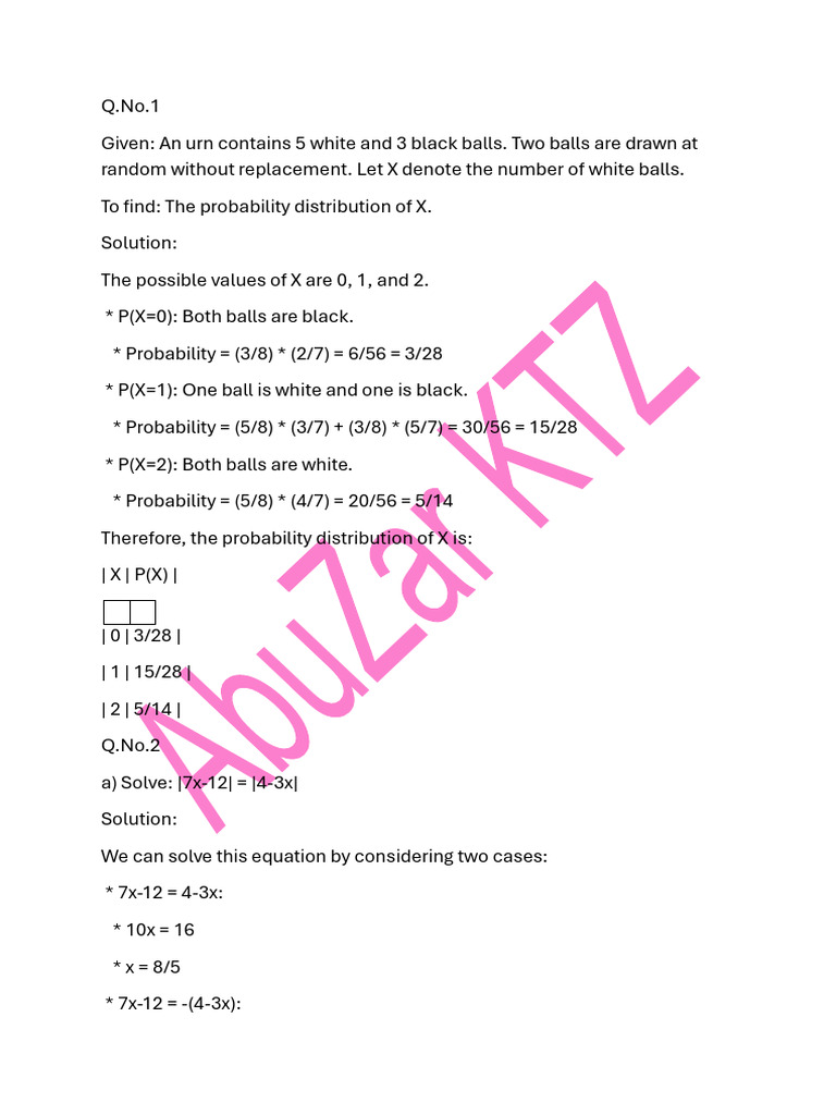 1429 Solved Spring 2024 | PDF | Probability Distribution | Mathematical ... 1429 Solved Spring 2024 | PDF | Probability Distribution | Mathematical ...