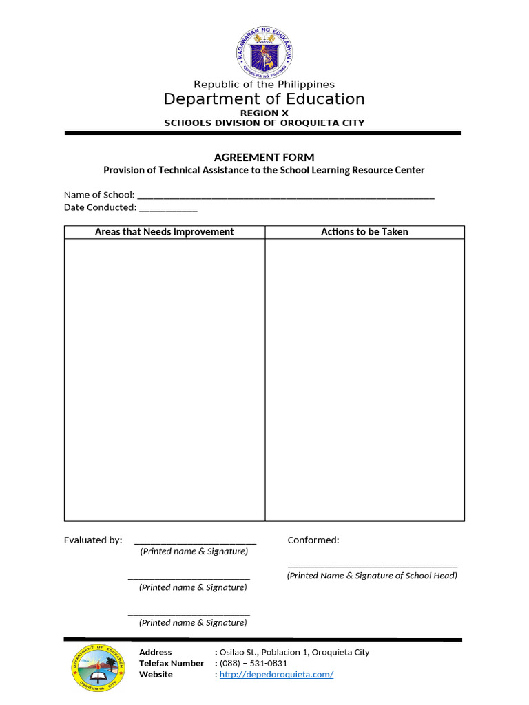 AGREEMENT FORM Technical Assistance | PDF | Career & Growth