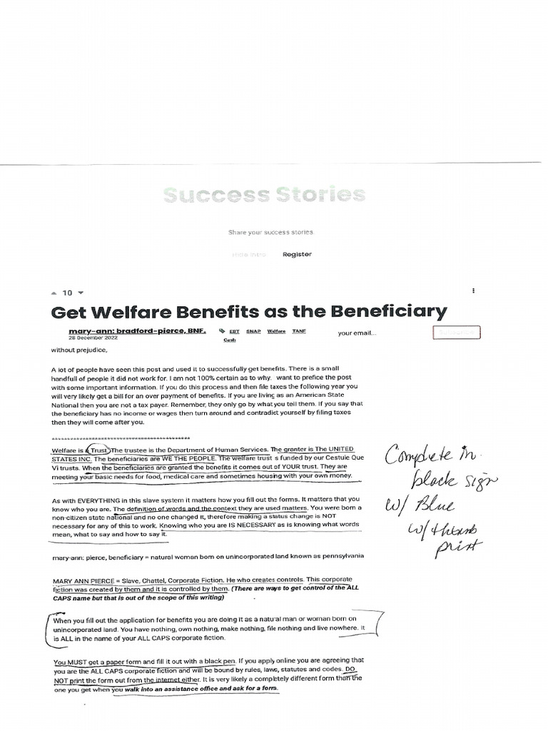 Welfare Benefits As Beneficiary | PDF