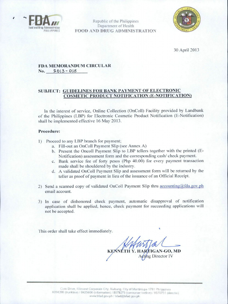 FDA Memorandum Circular No.2013 015 | PDF