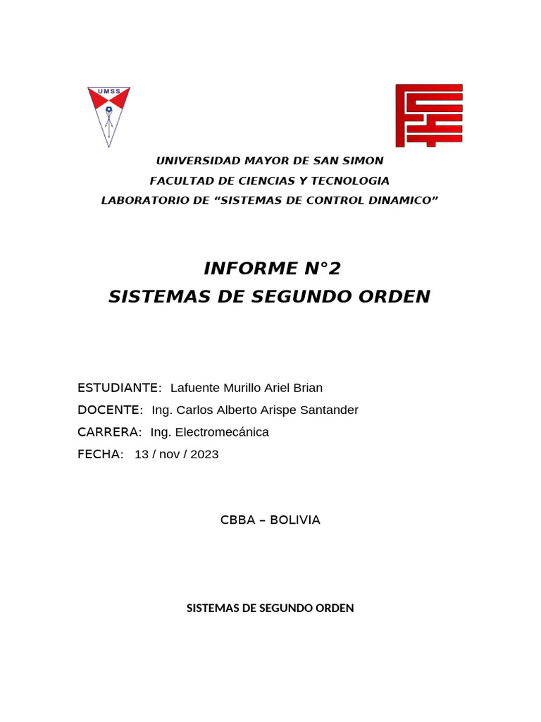 Info 2 Labo Sistemas de Control | PDF | Ingenieria Eléctrica | Cantidades fisicas