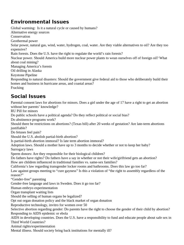 Topics For Argumentation and Debate | PDF | International Criminal ...