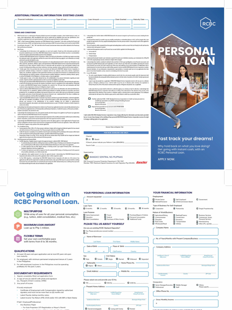 RCBC Bankard Editable Form | PDF