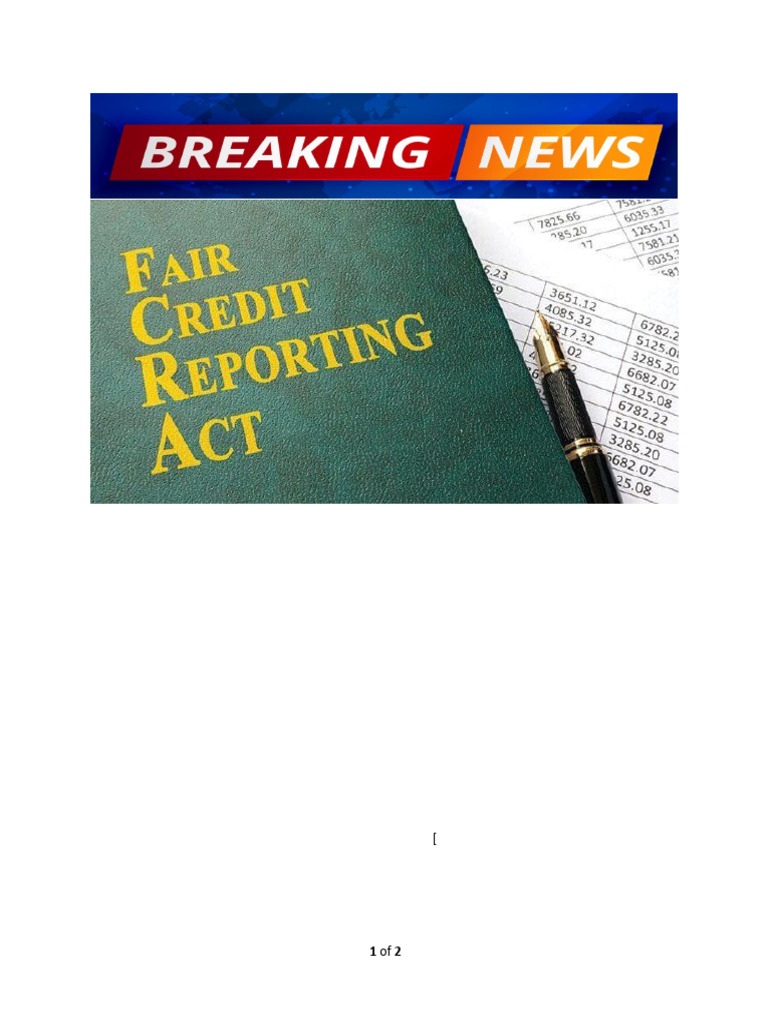 Lawsuit Against The Consumer Reporting Agencies | PDF