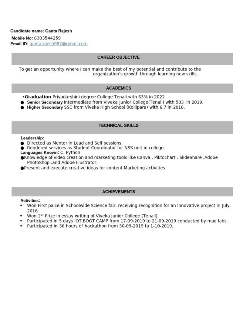Rajesh Resume | PDF