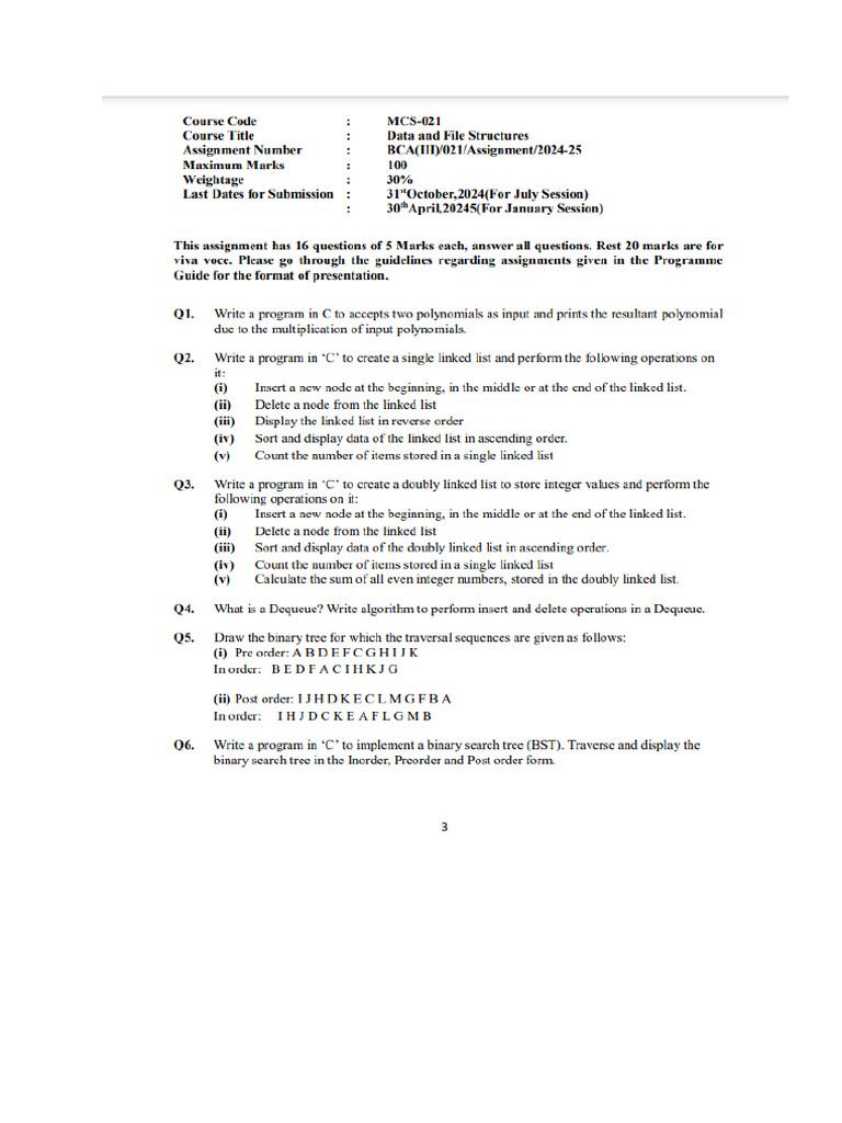 mcs21 Data and File Structures | PDF | Queue (Abstract Data Type) | Computer Programming