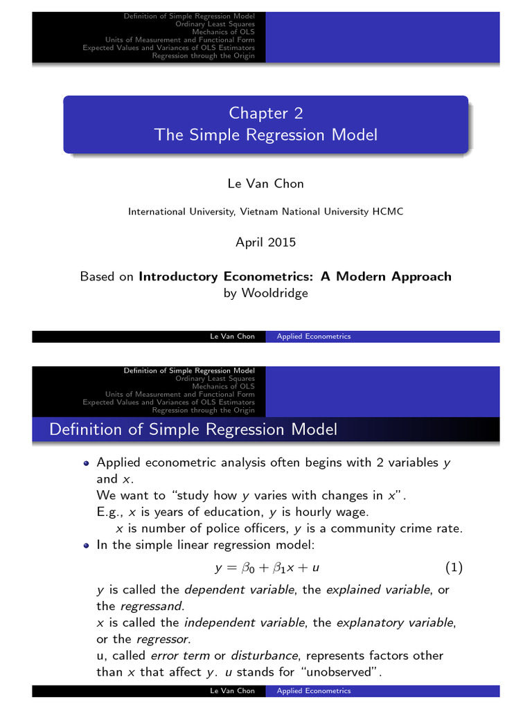 chapter2 | PDF | Ordinary Least Squares | Regression Analysis