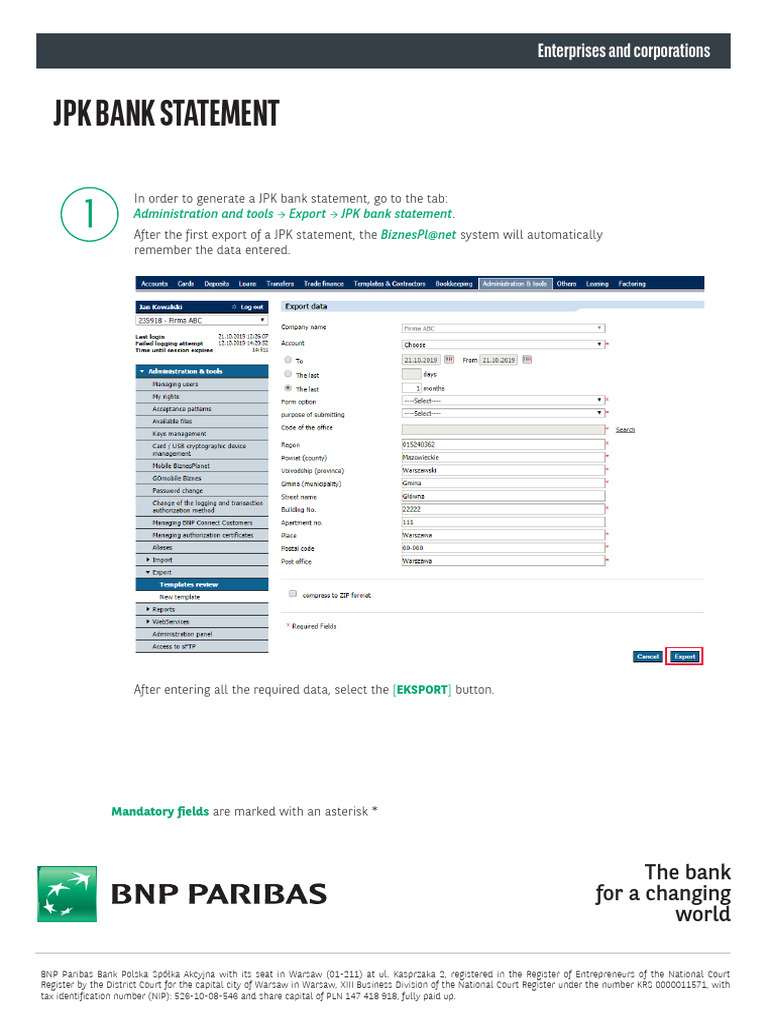 JPK Bank Statement | PDF