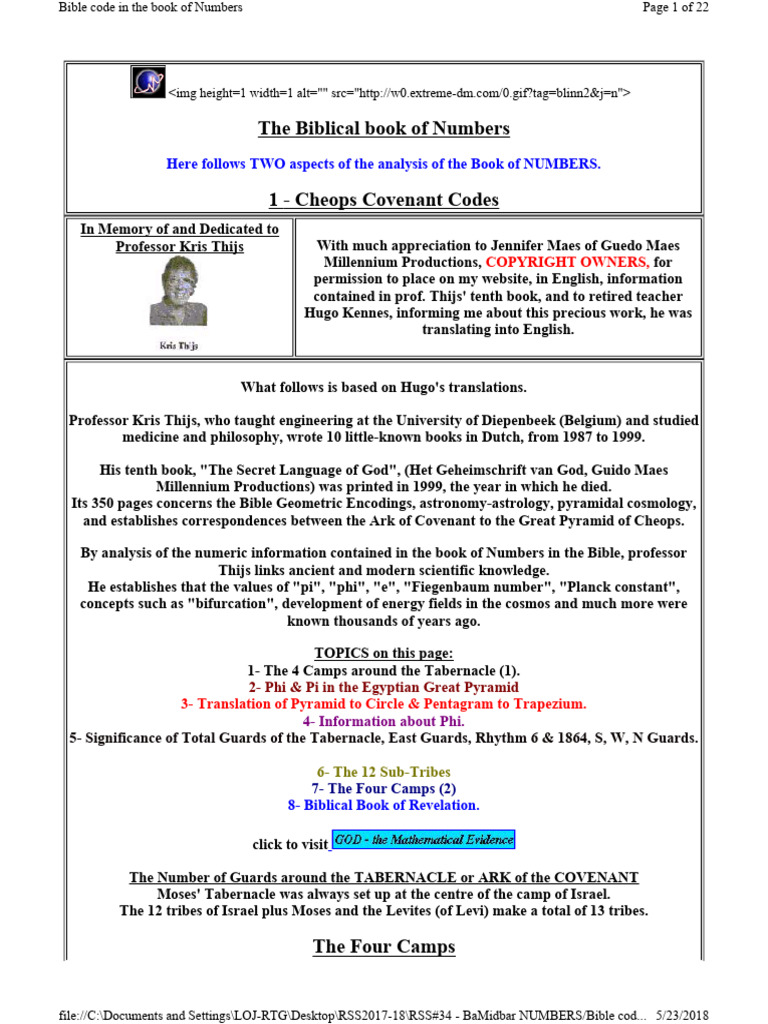 Bible Code in The Hebrew Book of Numbers | PDF | Planets | Israelites