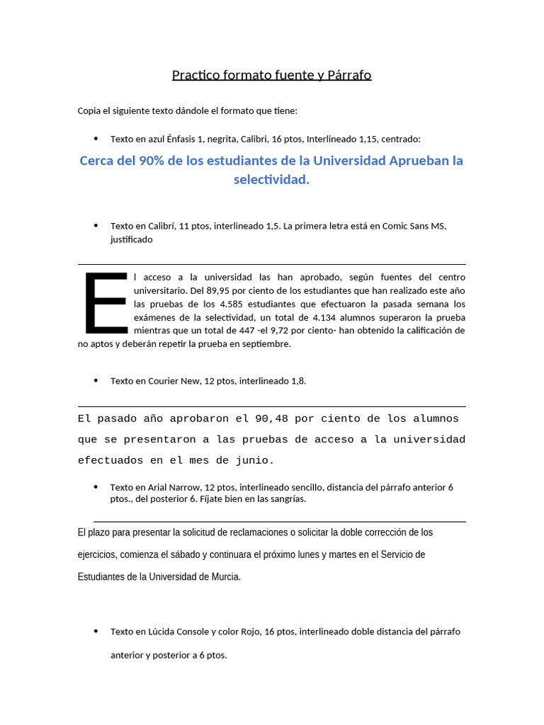 Formato Fuente y Parrafo | PDF | Crecimiento personal y profesional