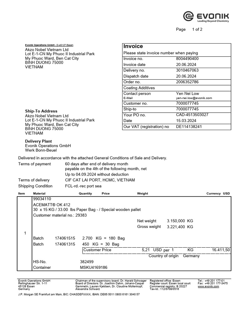 REVISED Invoice Packing List and COA (New Address) SL 2 Years | PDF ...