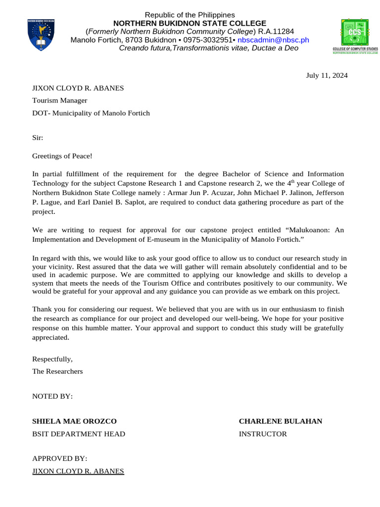 CAPSTONE LETTER | PDF