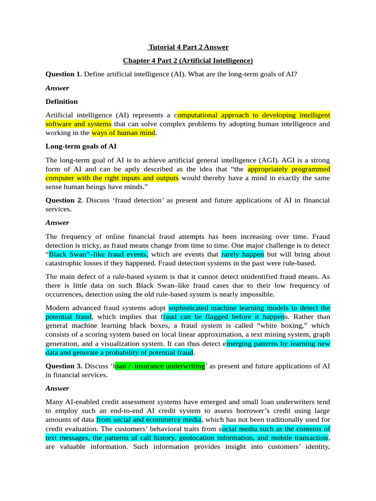 Chapter 4 Part 2_Answers | PDF | Artificial Intelligence | Intelligence (AI) & Semantics