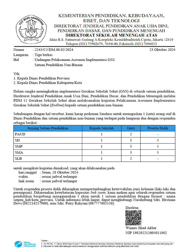 Undangan Asesmen GSS 2024 | PDF