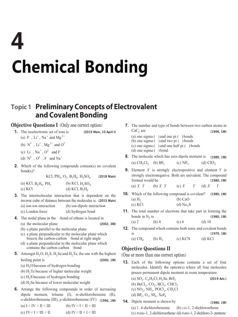 CHEM CH 4 PYQS | PDF | Chemical Bond | Chemical Compounds