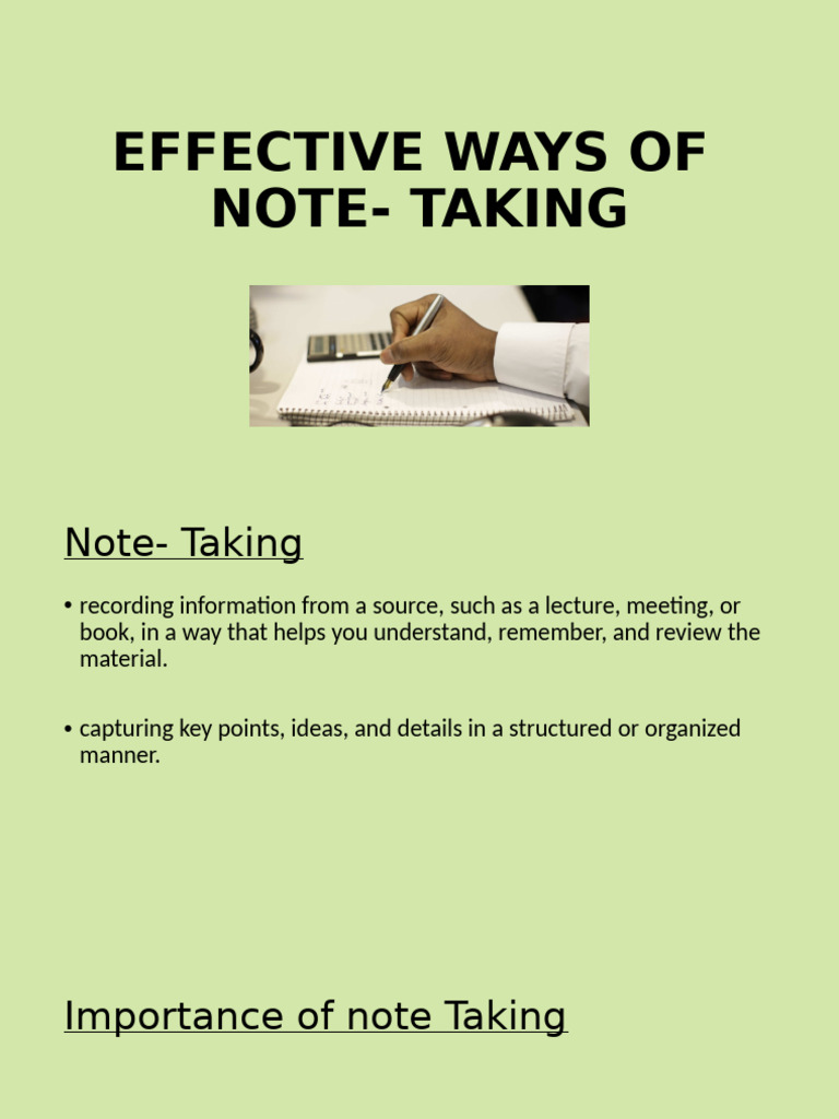 Effective Note-Taking Strategies | PDF | Language Arts & Discipline ...
