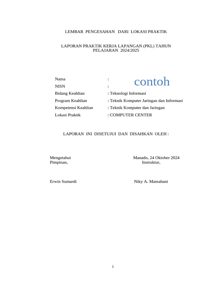 contoh lbr pengesahan | PDF