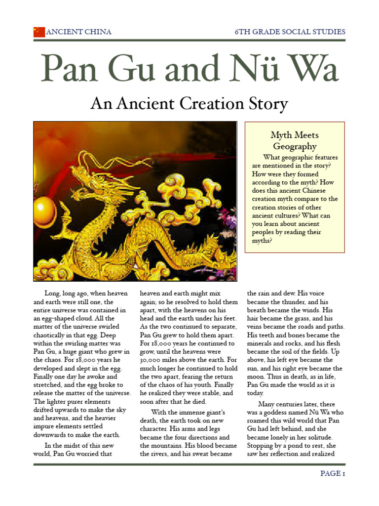 Pan-gu _ Nuwa | PDF | Dragon | Mythology