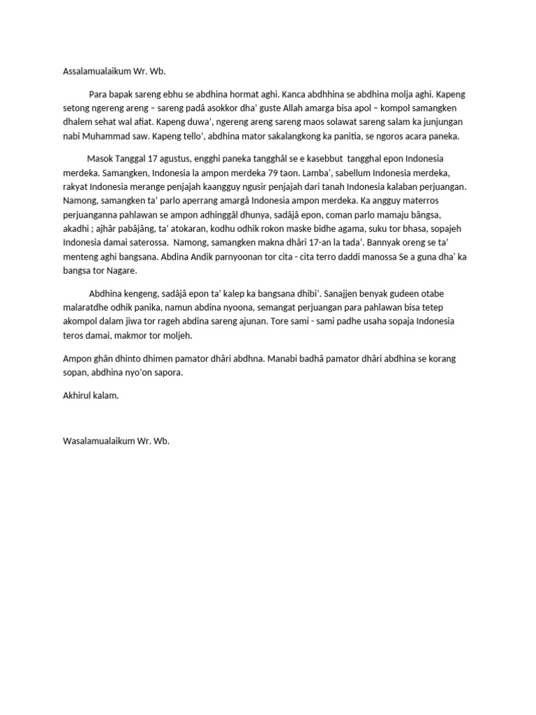 Teks Pidato Bhs Madura | PDF