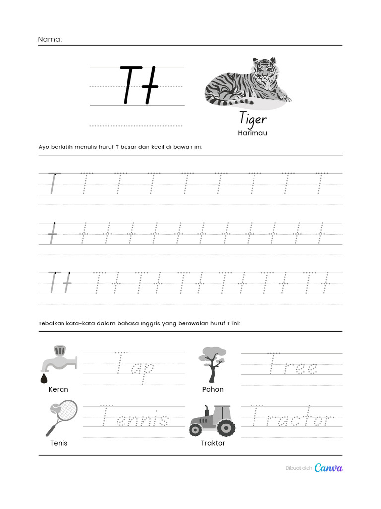 Latihan Menulis Huruf T | PDF