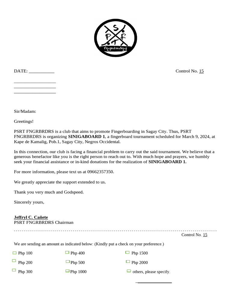 Solicitation Letter | PDF | Finance & Money Management