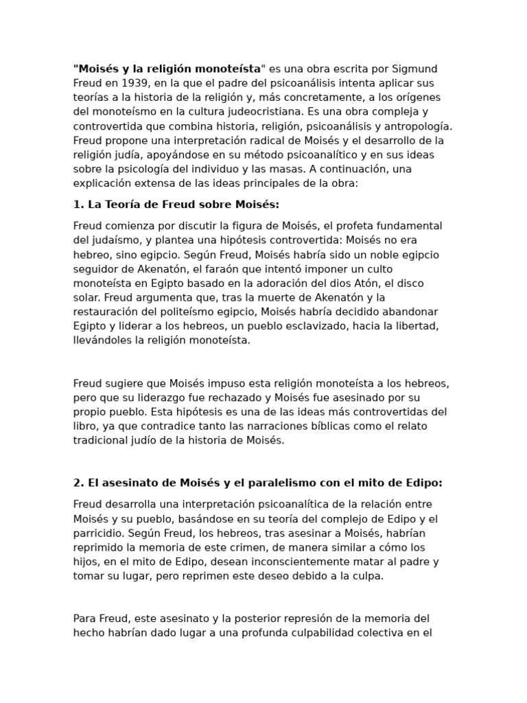 Freud y el Monoteísmo de Moisés | PDF | Monoteísmo | Moisés
