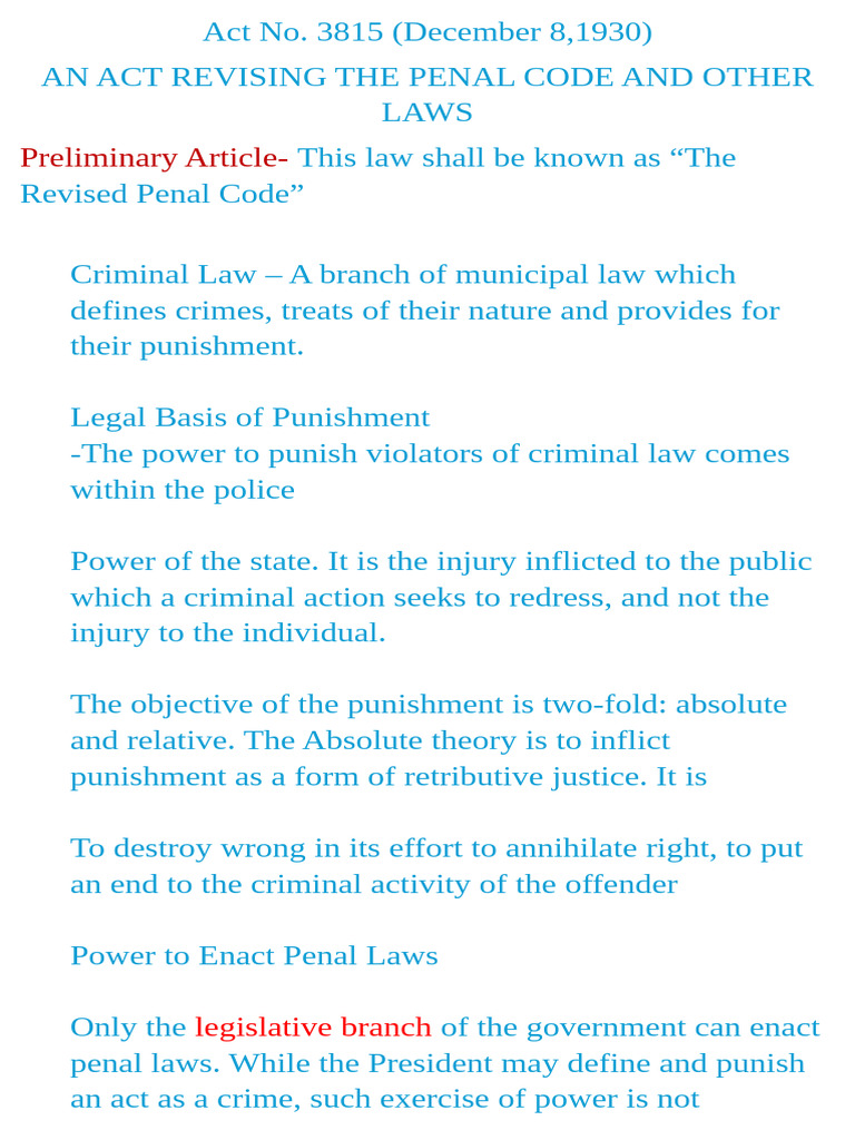 Criminal Law Reviewer | PDF | Crimes | Crime & Violence