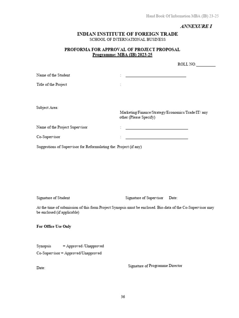 Proforma For Approval of Project Proposal | PDF | Business