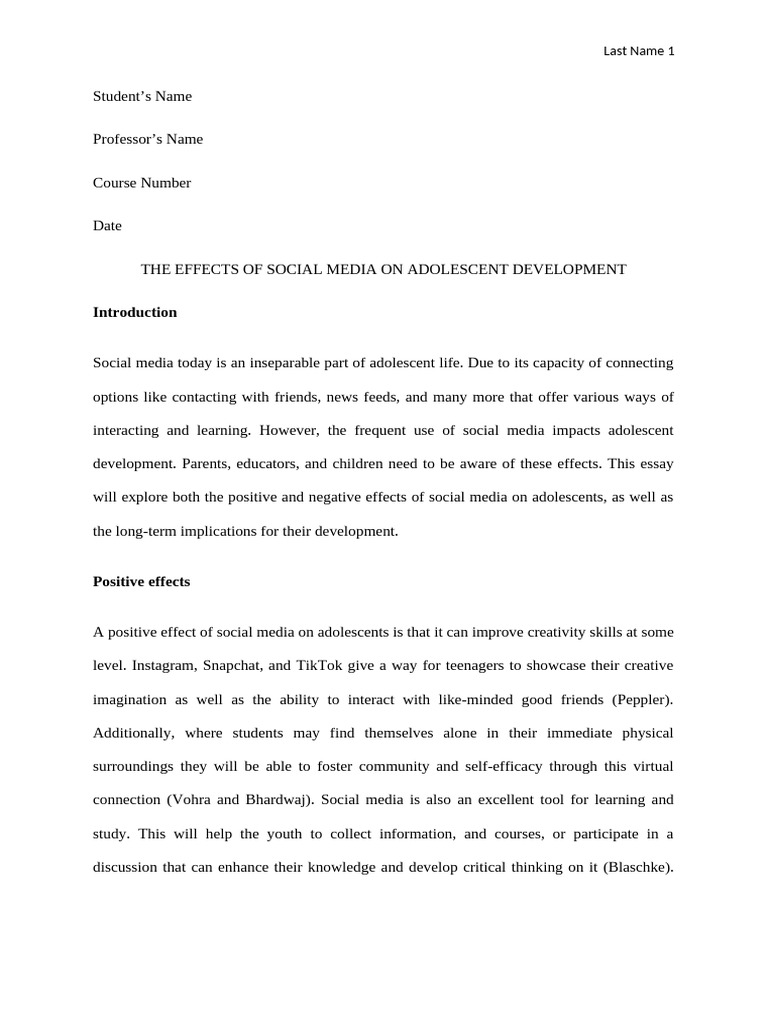 Social Media's Impact on Adolescent Growth | PDF | Adolescence | Social ...